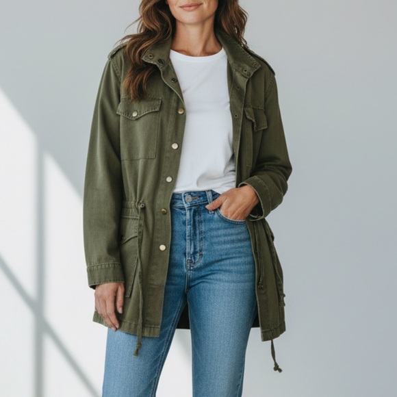 Jackets & Coats | Jane Delancey Olive Green Military Style Jacket 1x ...